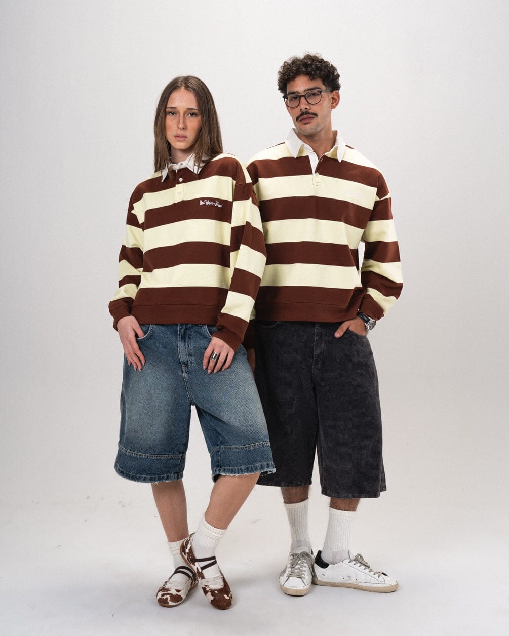 Double Cream & Brown Striped Boxy Rugby Polo - IN YOUR SHOE