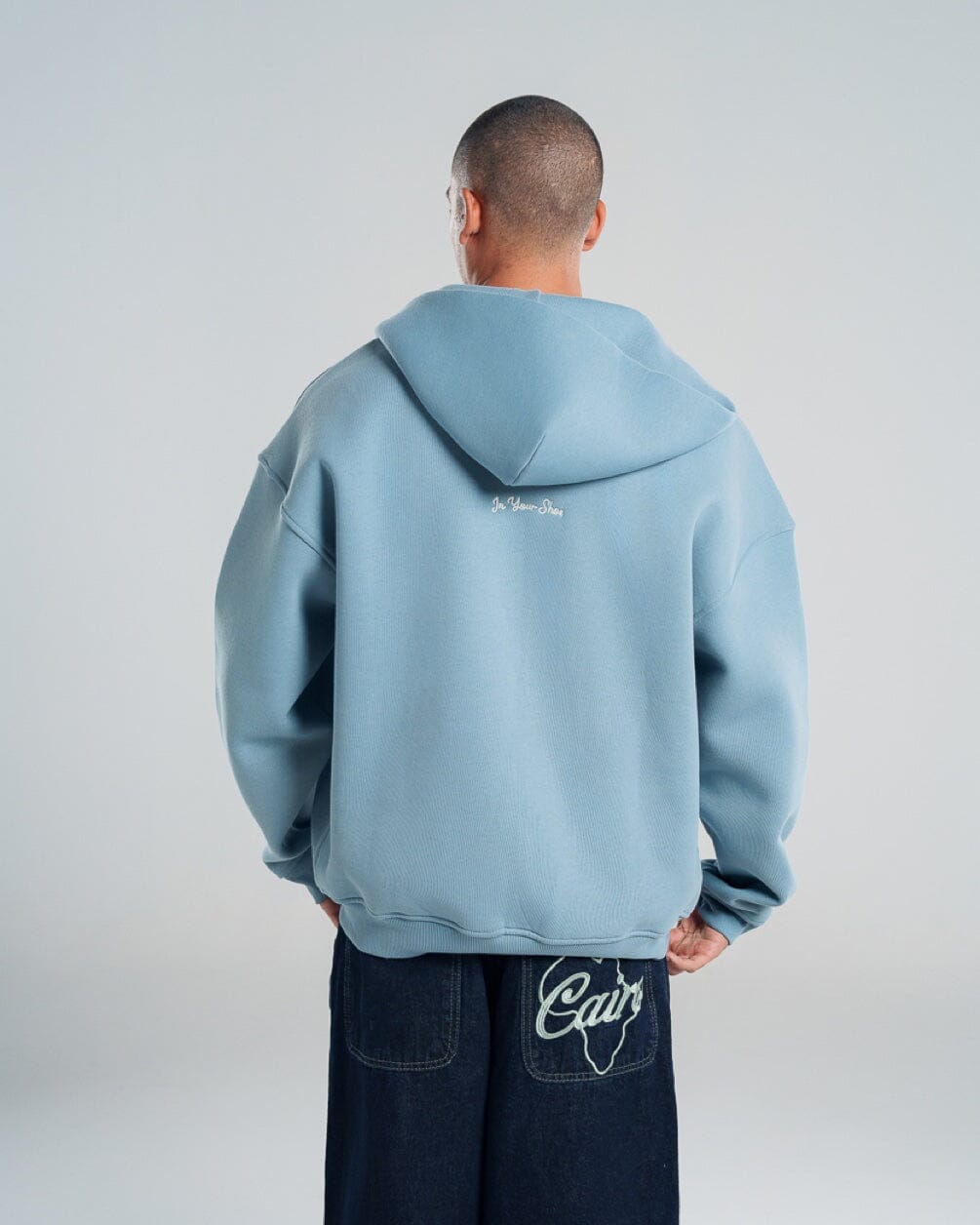 Light Blue Super Heavy Oversized Zip-Up Hoodie - IN YOUR SHOE